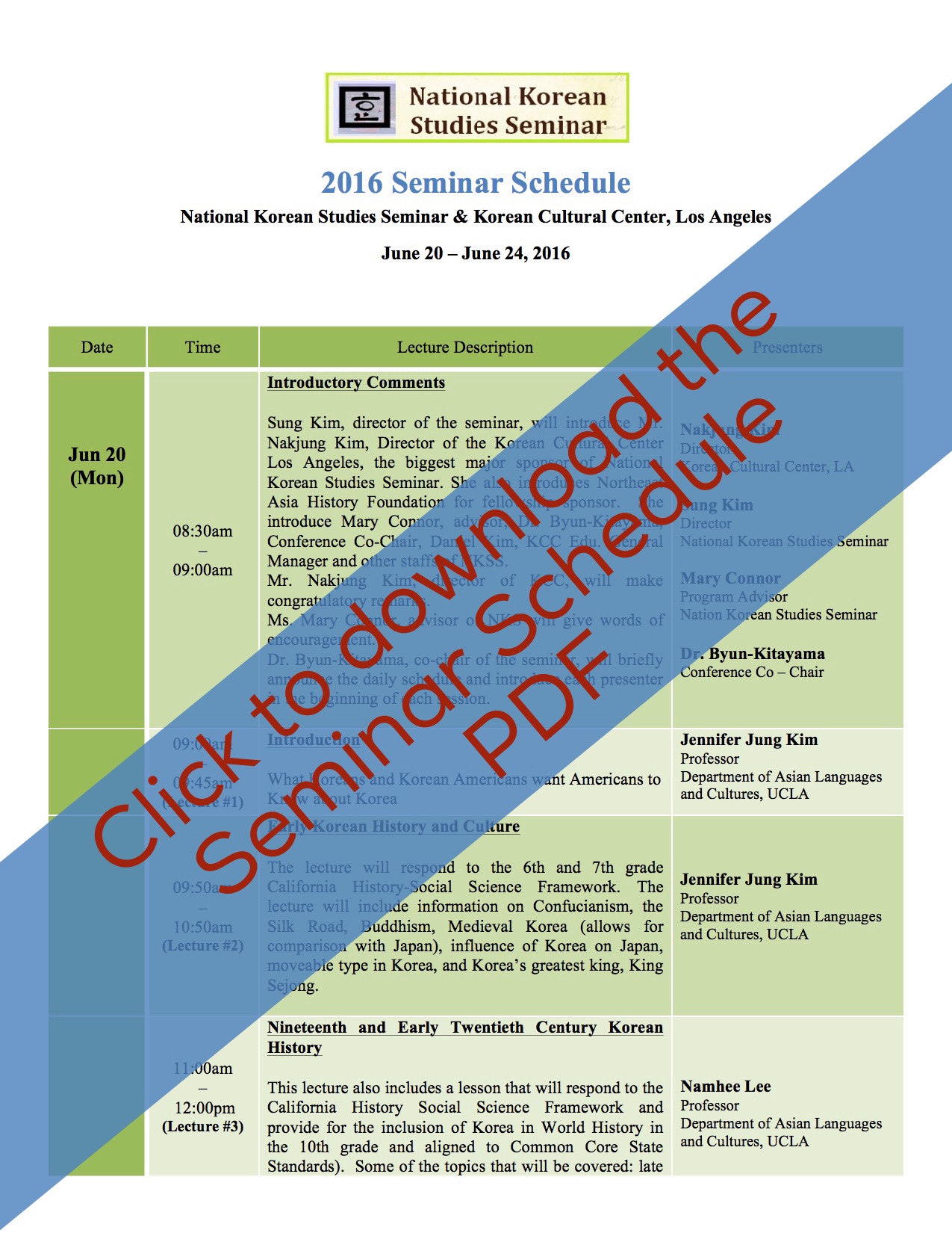 2016 Seminar – Korean History & Culture Seminar for Educators